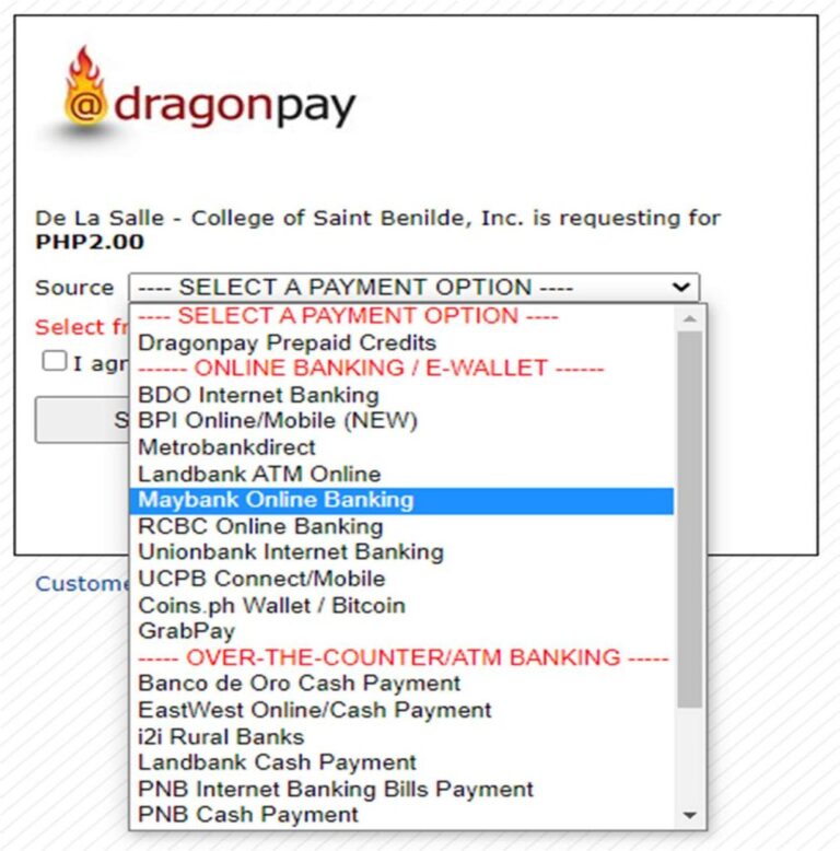 Payment Option – De La Salle – College of Saint Benilde